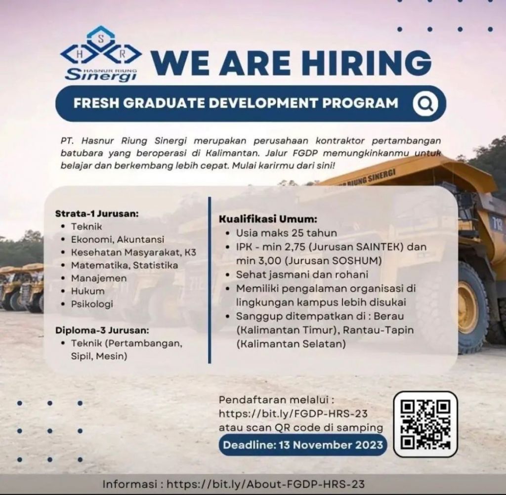 Fresh Graduate Development Program oleh PT Hasnur Riung Energi