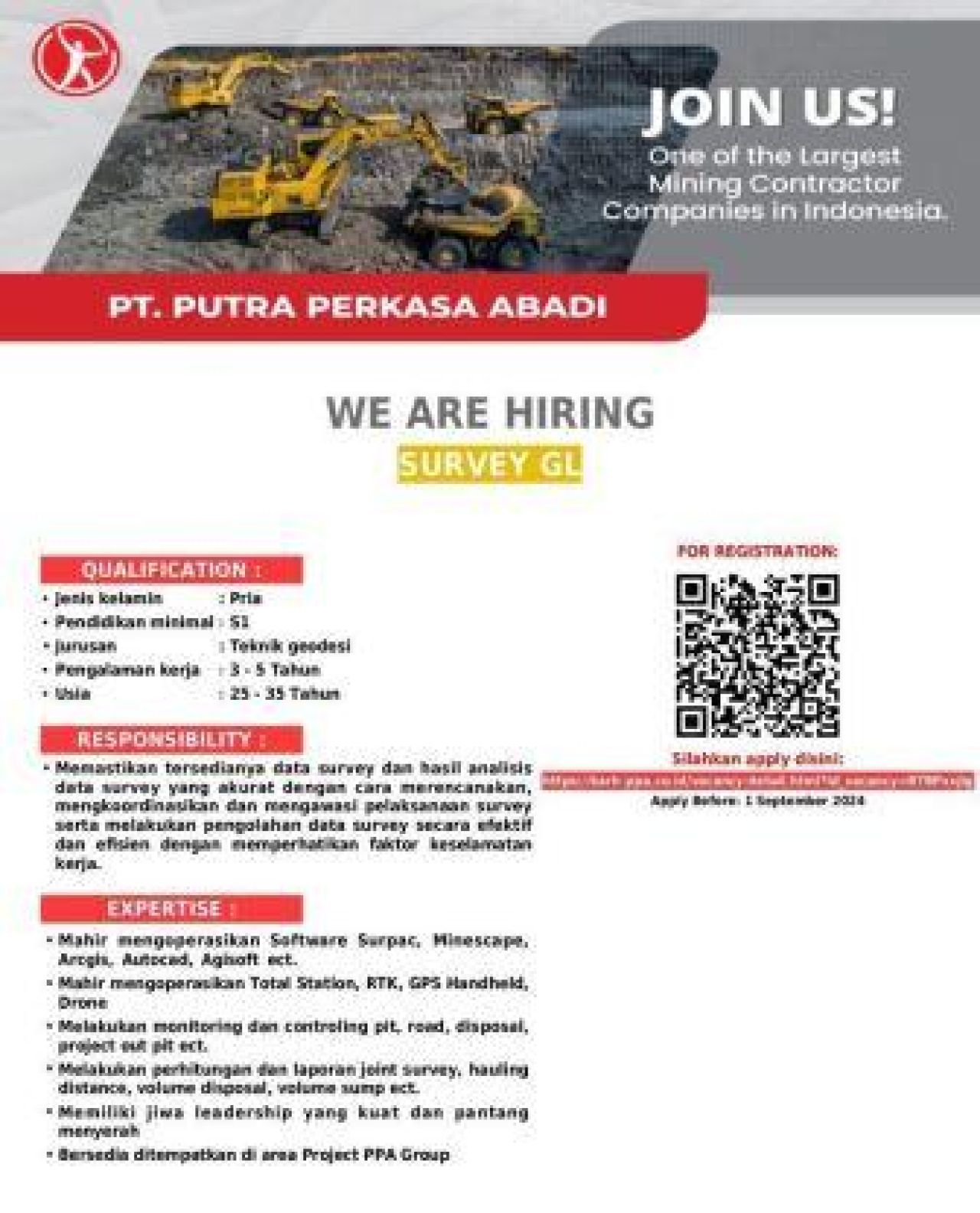 Anda Mau Kerja Sebagai Survey GL, Silakan Melamar ke PT Putra Perkasa Abadi