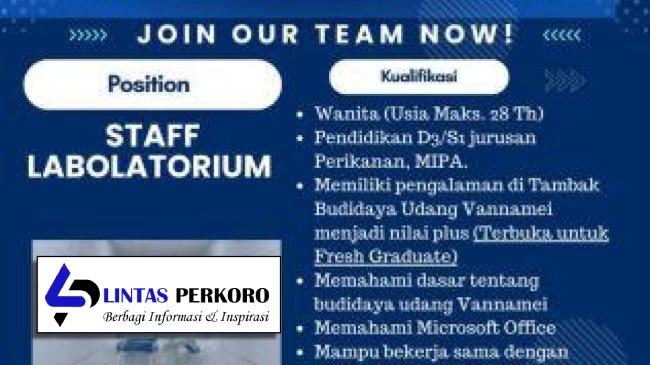 Lowongan Kerja di PT Mulia Era Nusa Sebagai Staf Laboratorium
